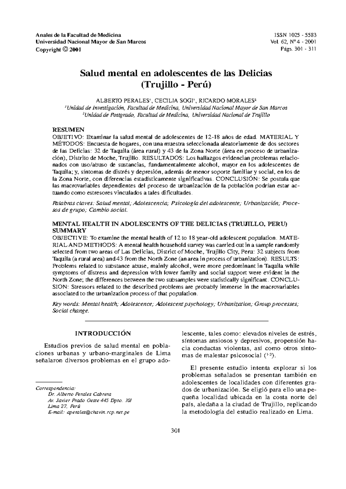 A03v62n4 - tematica de sallud publica - Anales de la Facultad de ...