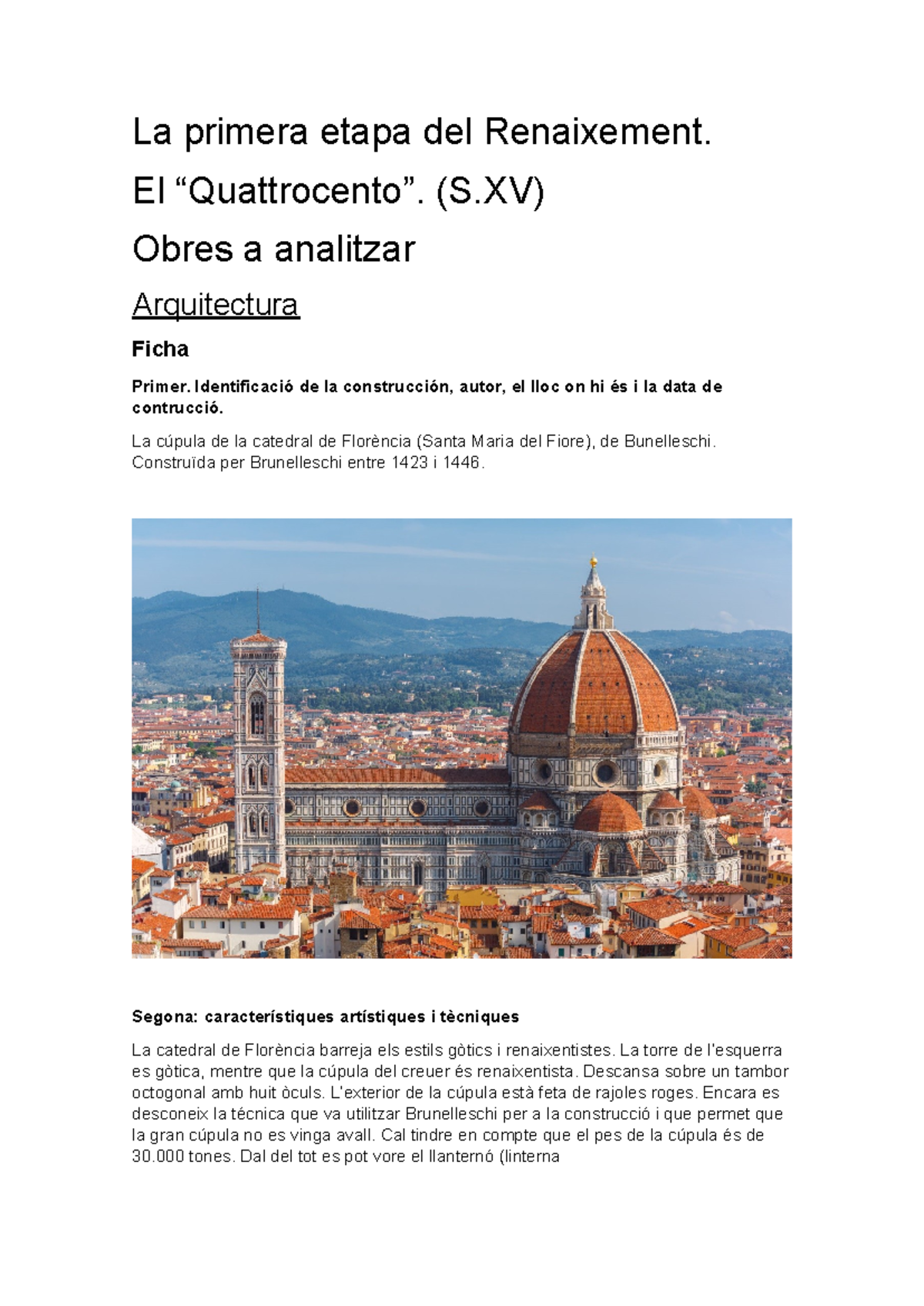 Renaixement. Obres A Identificar I Analitzar - La primera etapa del ...