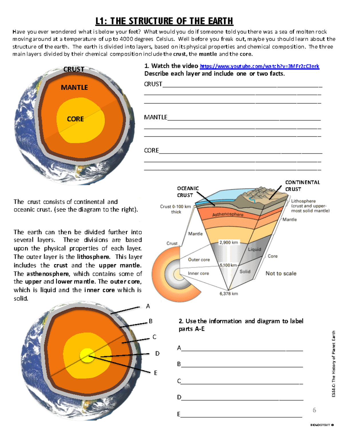 8)Free Answers to Homework - L1: THE STRUCTURE OF THE EARTH ESS1: The ...