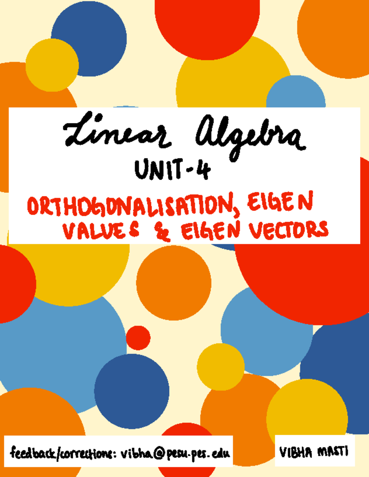 La Unit 4 Lecture Notes Linear Algebra Unit 4