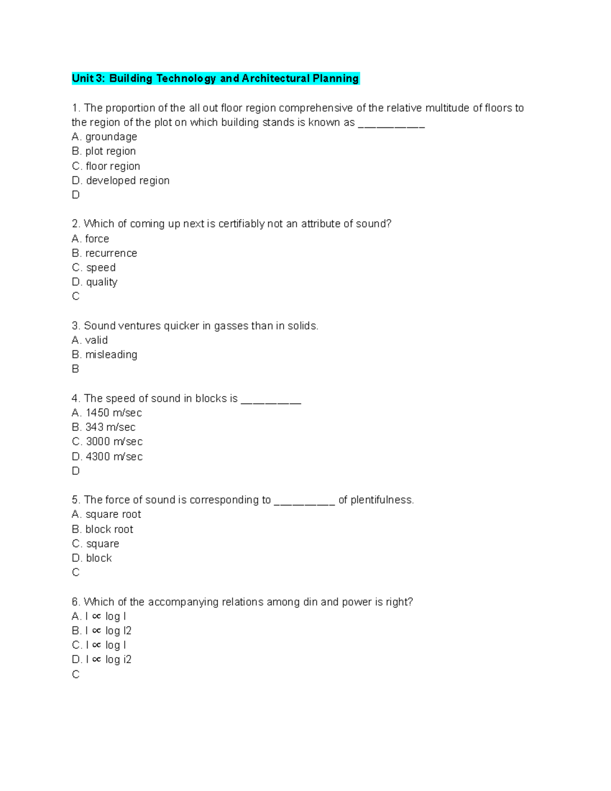 Unit 3 Building Technology and Architectural Planning - Unit 3 ...