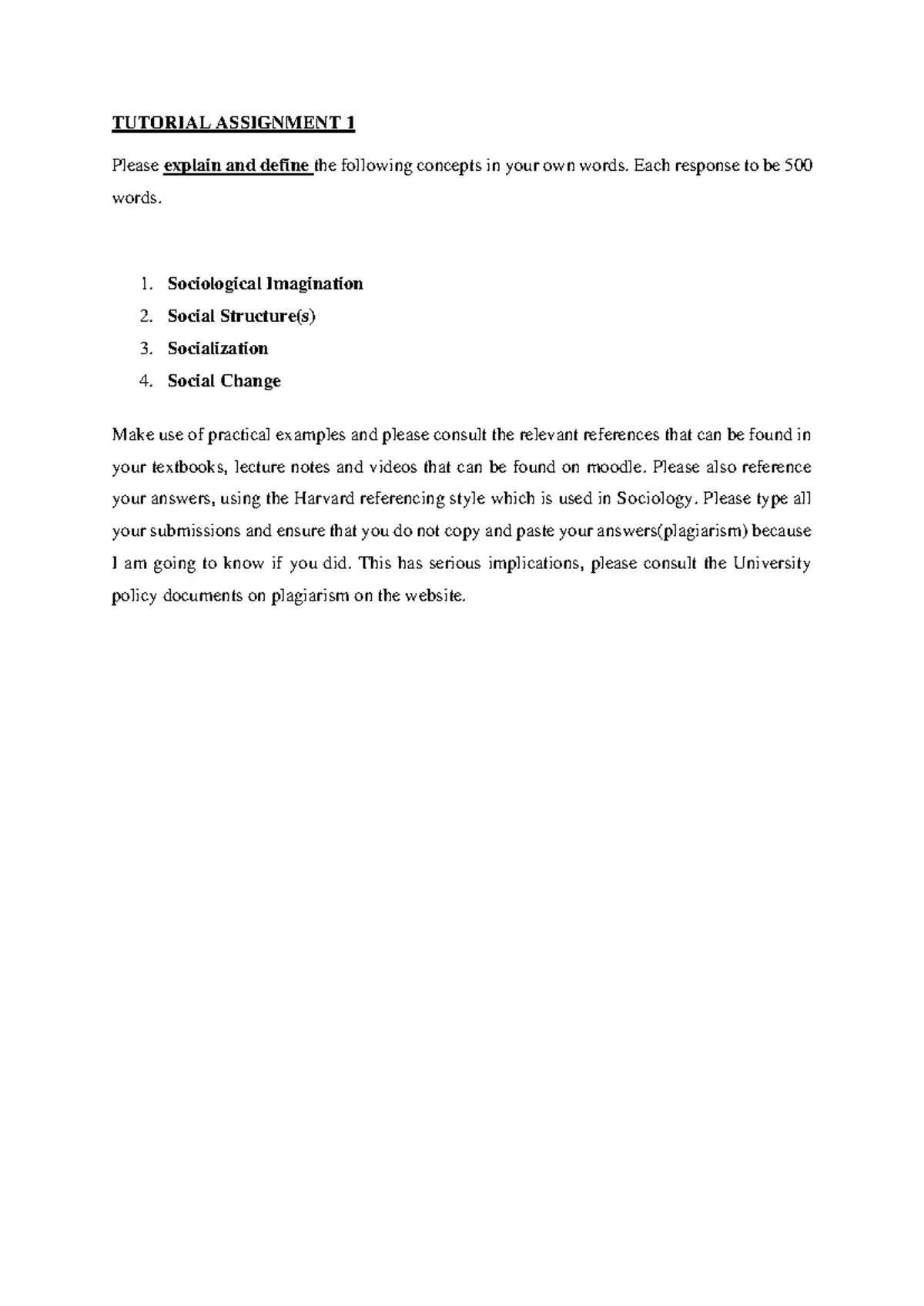 Tutorial Assignment 1 - sociological imagination social structure(s ...