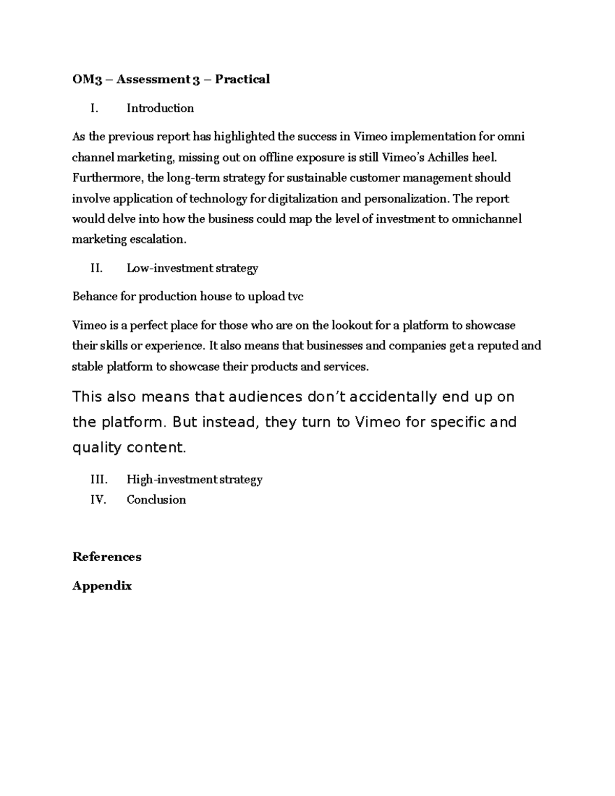 OM3 A3 Practical Le Thu Trang 22083953 - OM3 – Assessment 3 – Practical ...