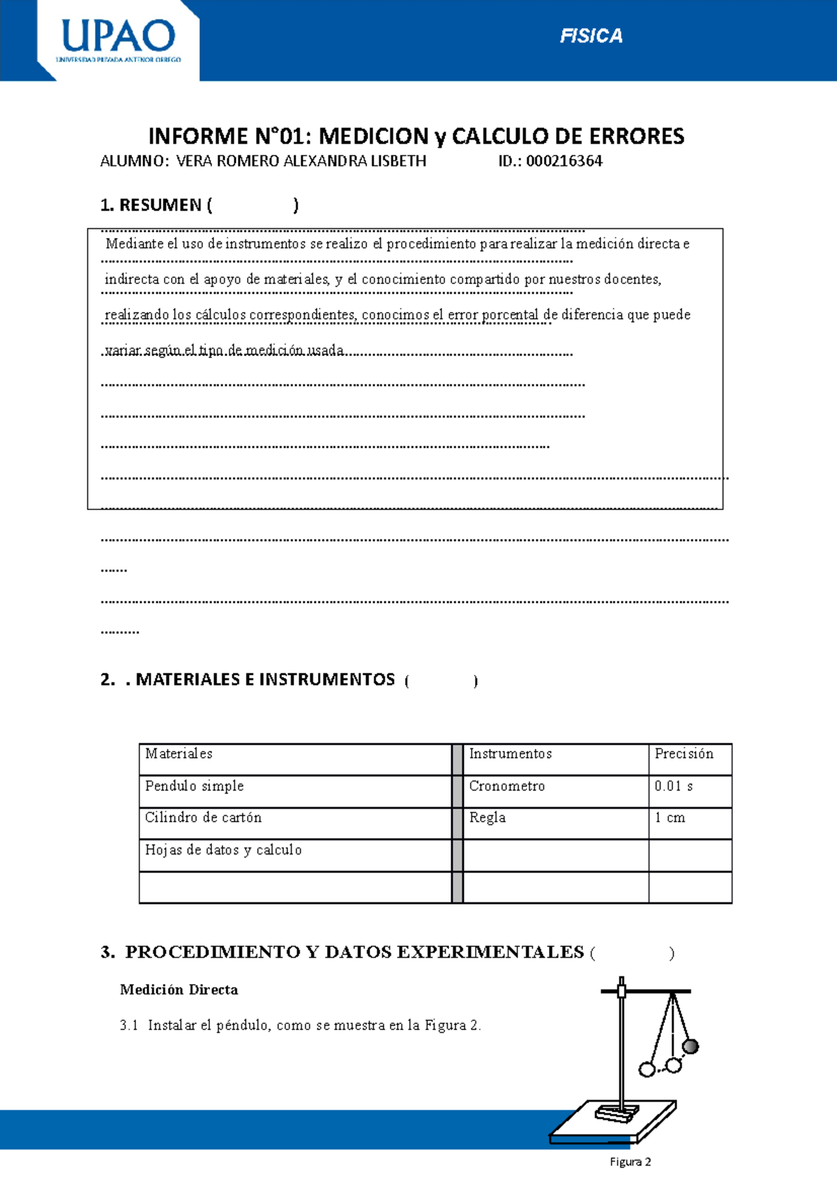 Fisica Formato De Informe Arqui Mediciones Y Calculo De Errores