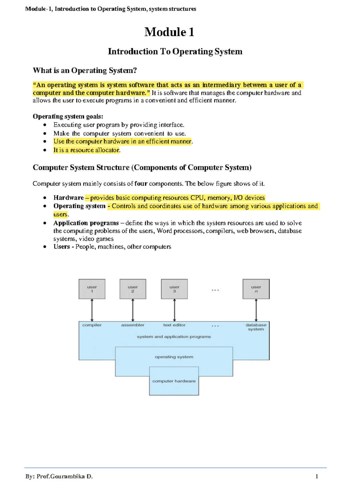 Os Module 1 Os Notes Module 1 Introduction To Operating System What Is An Operating System