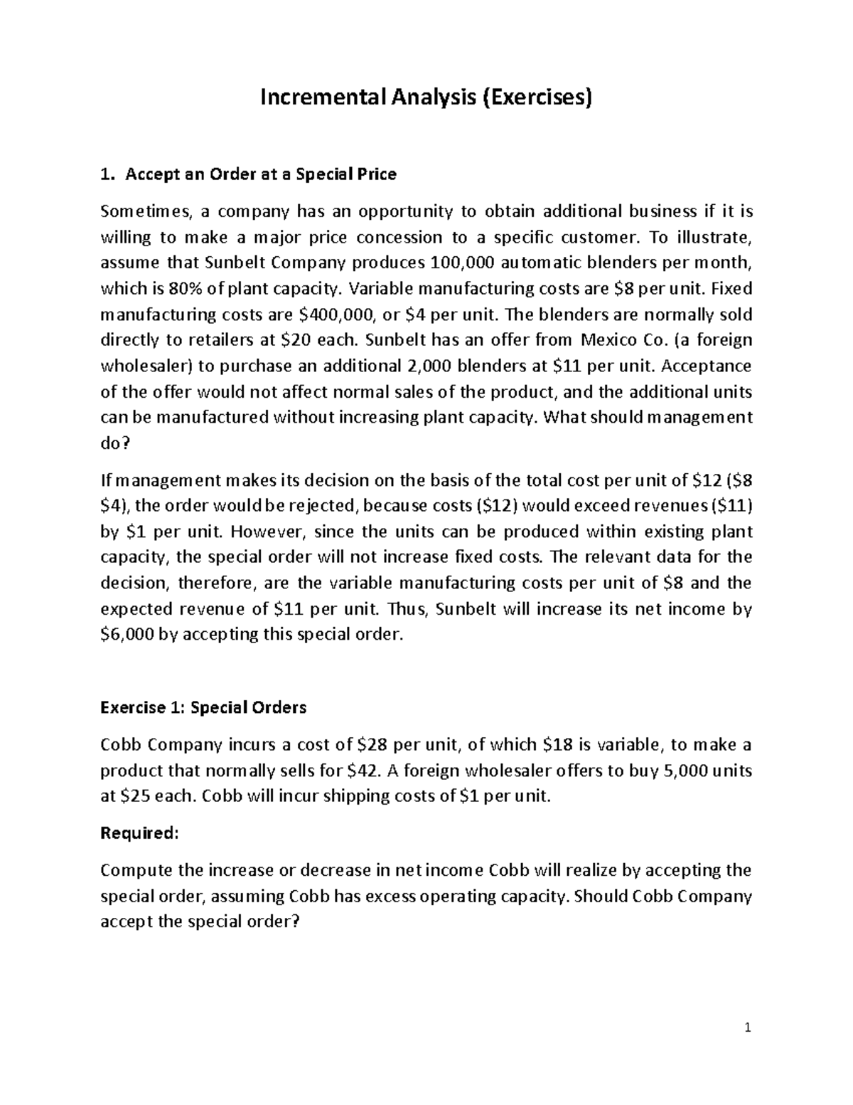 Incremental Analysis (Execises) - Incremental Analysis (Exercises ...