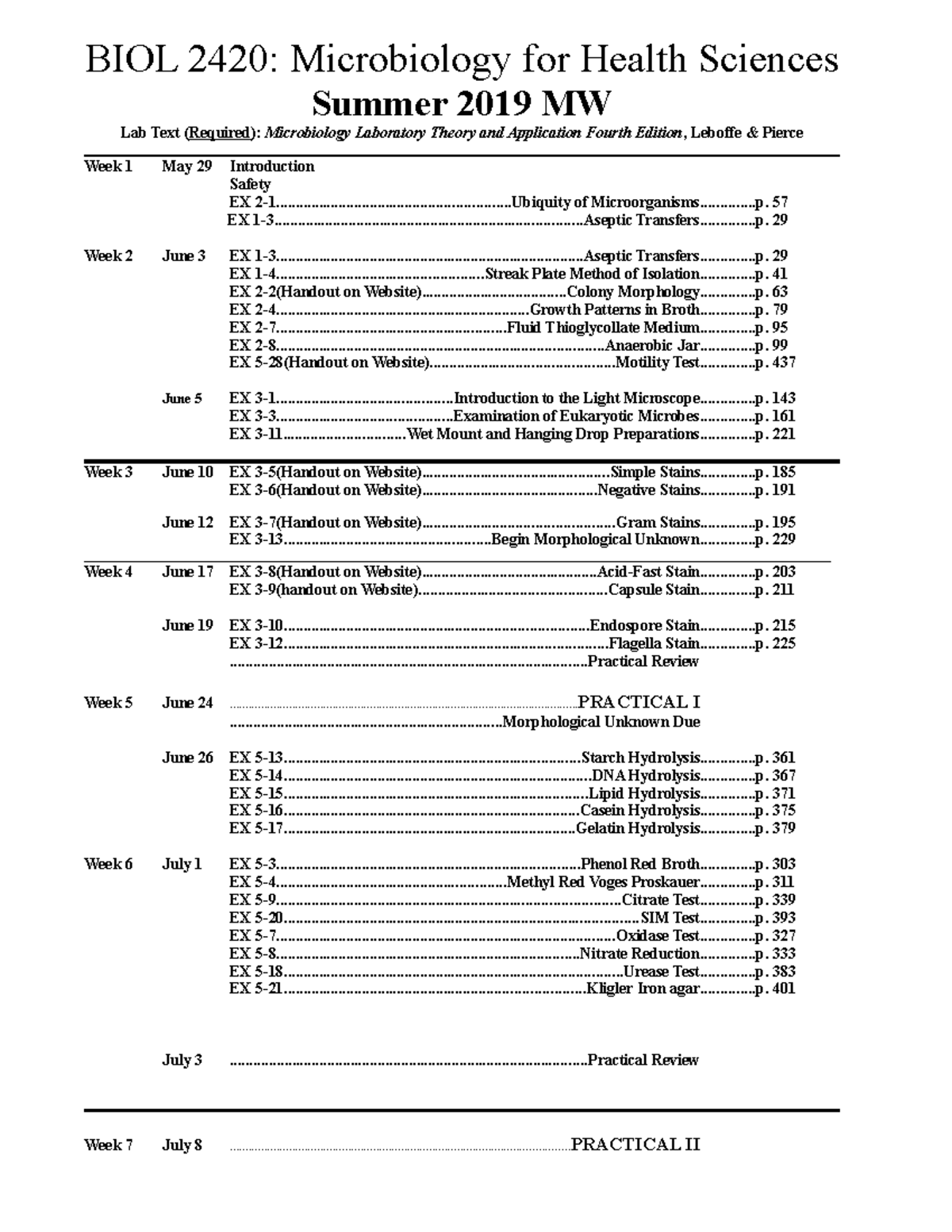 Biology 2420 Microbiology for Health Sciences Summer 2019 Villarreal ...