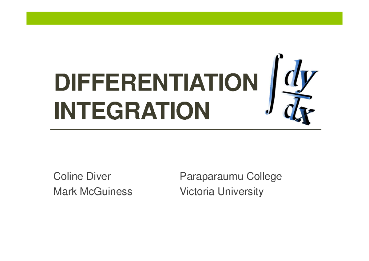 Coline Mark Differentiation Integration - DIFFERENTIATION INTEGRATION Coline Diver Paraparaumu ...