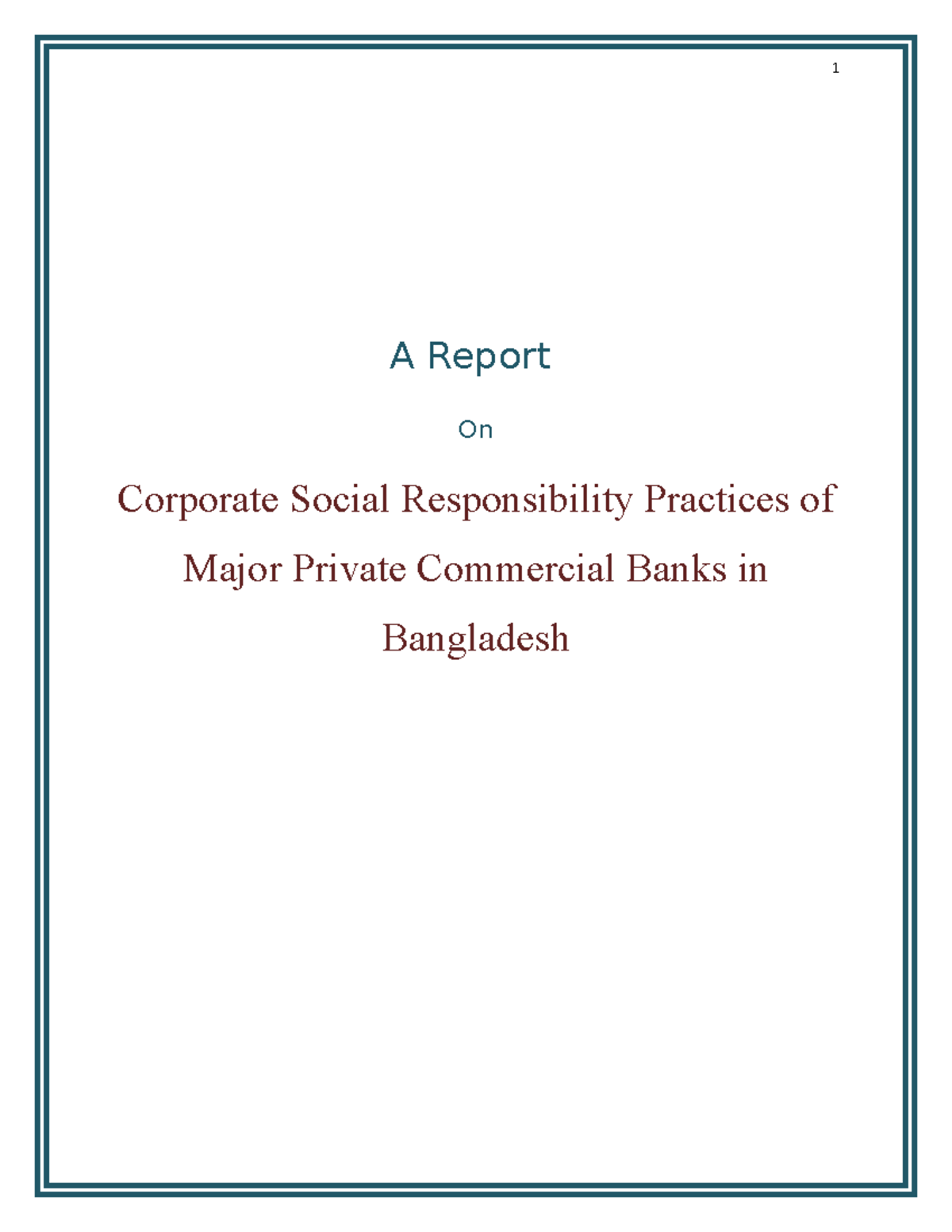 A Report Corporate Social Responsibility - A Report On Corporate Social ...