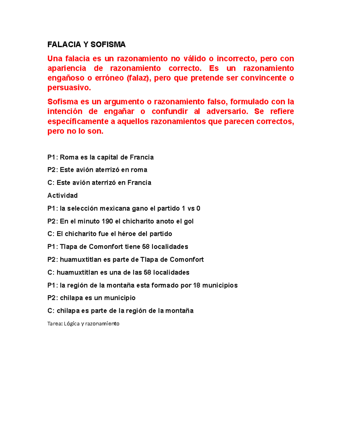 Falacia Y Sofisma - FALACIA Y SOFISMA Una falacia es un razonamiento no ...