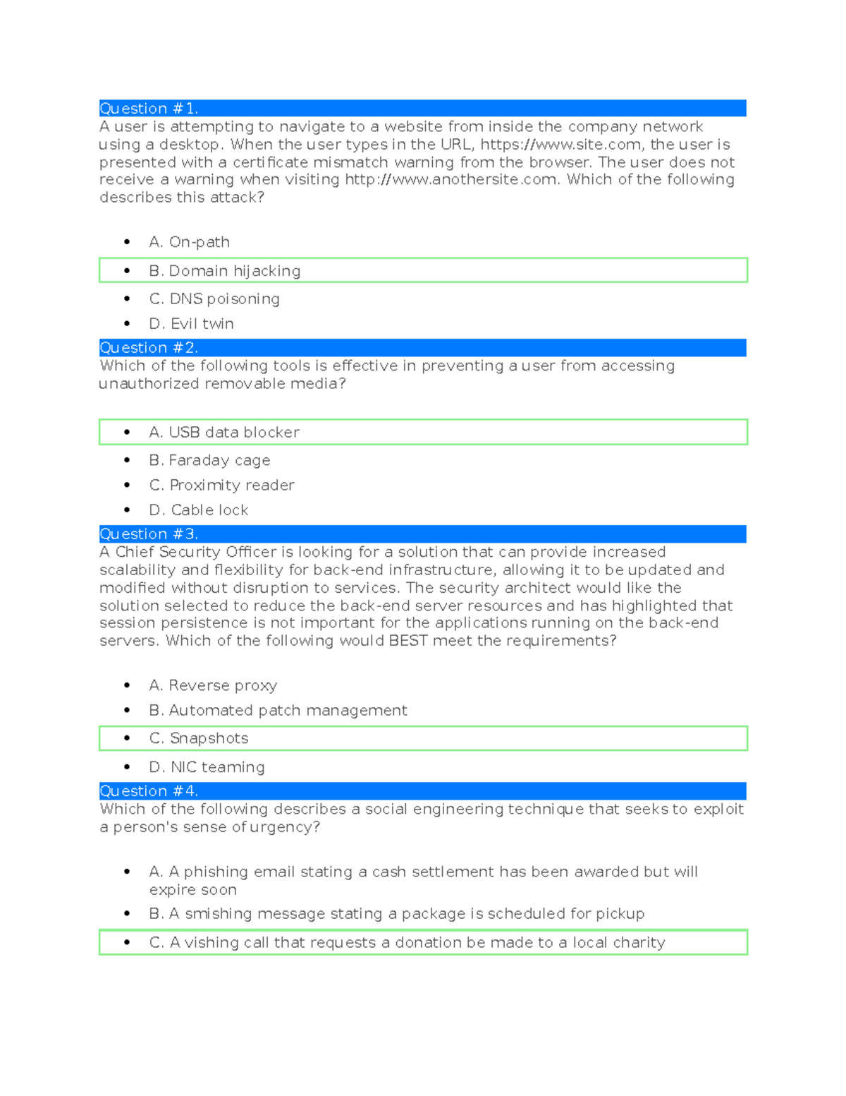 SEC+ - Question #1. A user is attempting to navigate to a website from ...