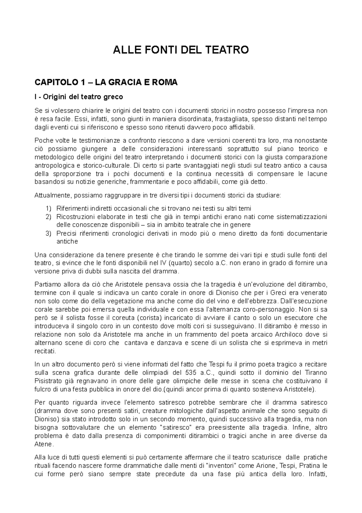 ALLE Fonti DEL Teatro - Riassunto del libro citato - ALLE FONTI DEL ...