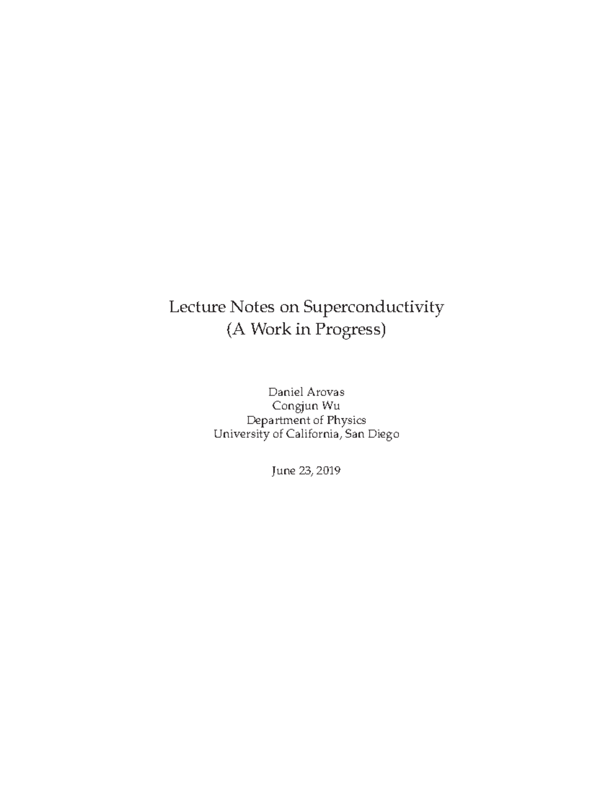 Superconductivity - Superconductor - Lecture Notes on Superconductivity ...