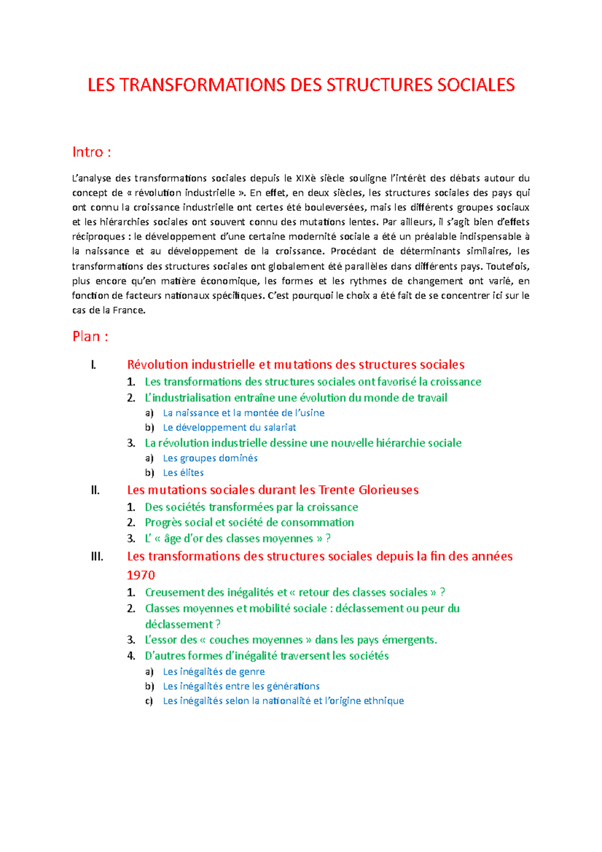 LES Transformations DES Structures Sociales - LES TRANSFORMATIONS DES ...