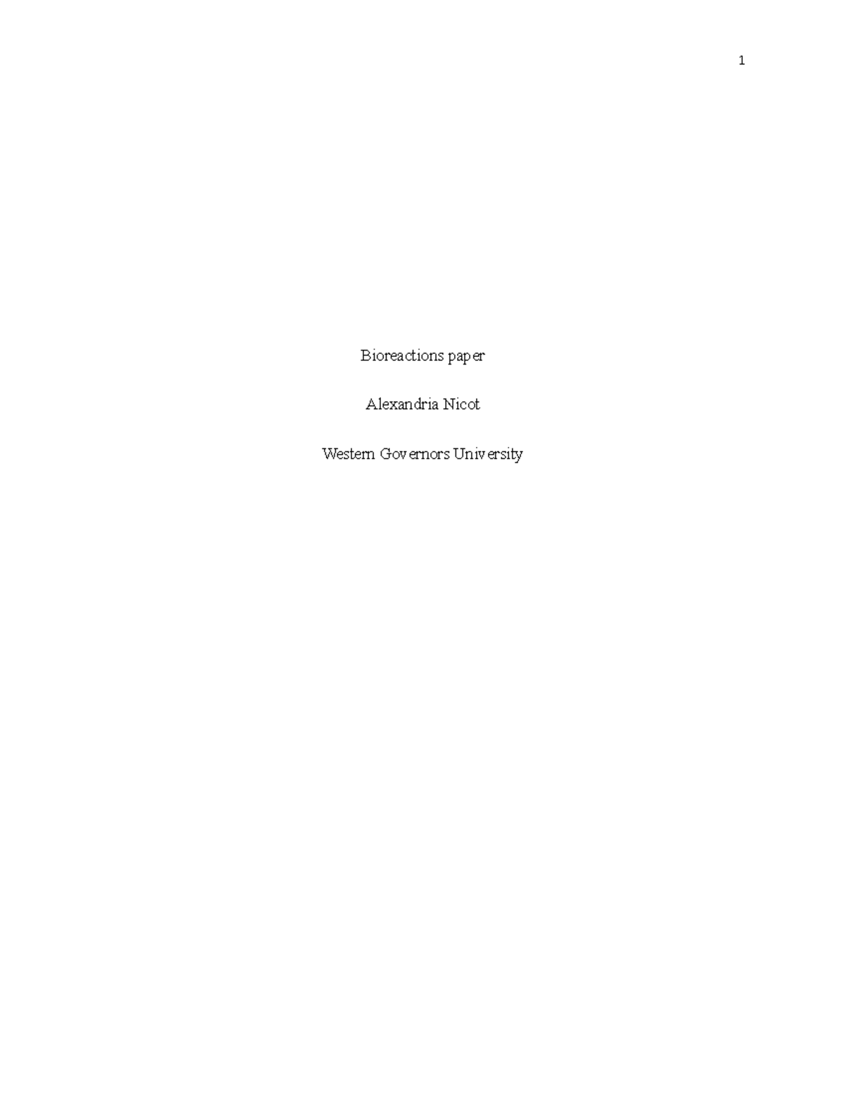 Bioreactions Paper - passed with no revisions - 1 Bioreactions paper ...