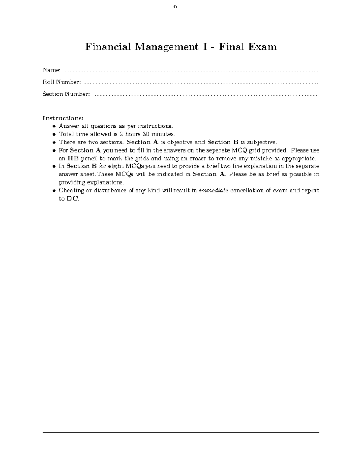 Financial Reporting Exam - o Financial Management I - Final Exam - Studocu