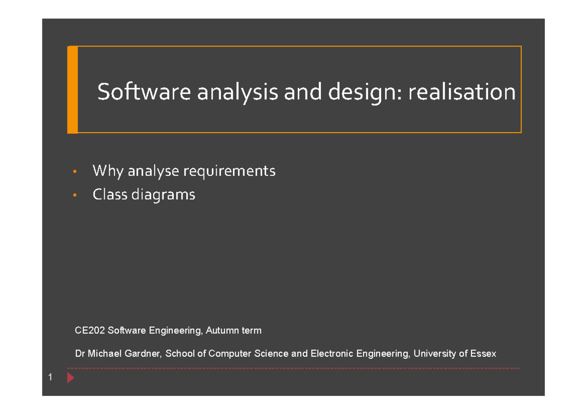 requirements analysis/class diagrams lecture notes - Software analysis ...