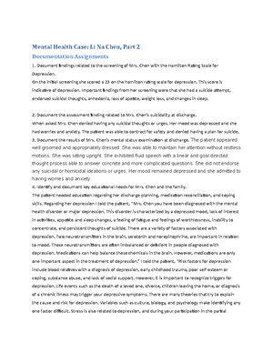 Li na chien part 2 guided reflection - Mental Health Case: Li Na Chen ...