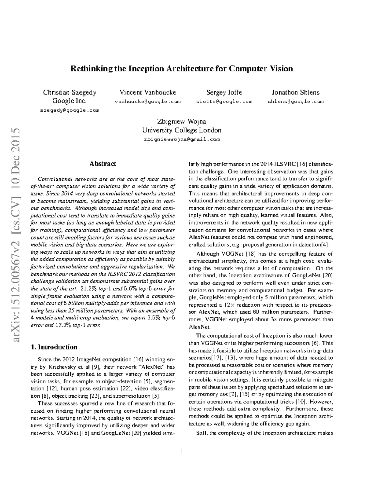 Computer Vision Inception Research Paper - Rethinking the Inception ...