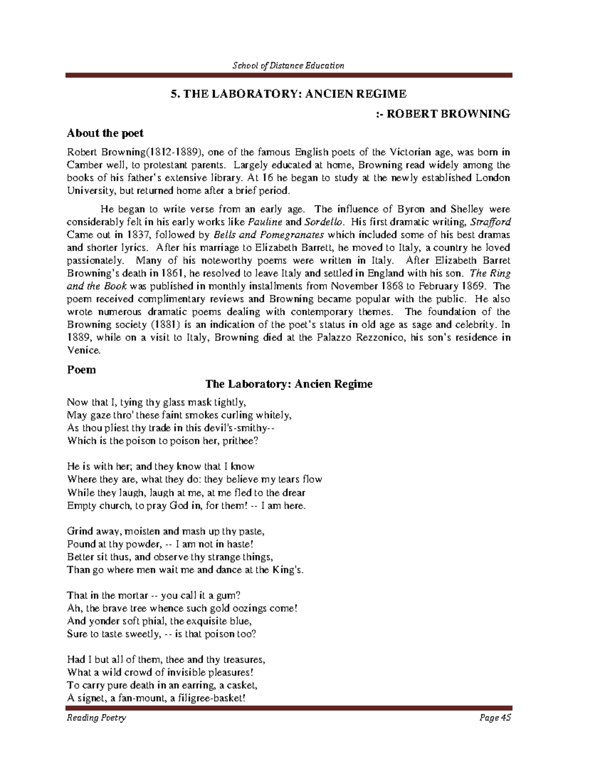 The laboratory ancient regime robert browing - 5. THE LABORATORY: ANCIEN REGIME :- ROBERT ...