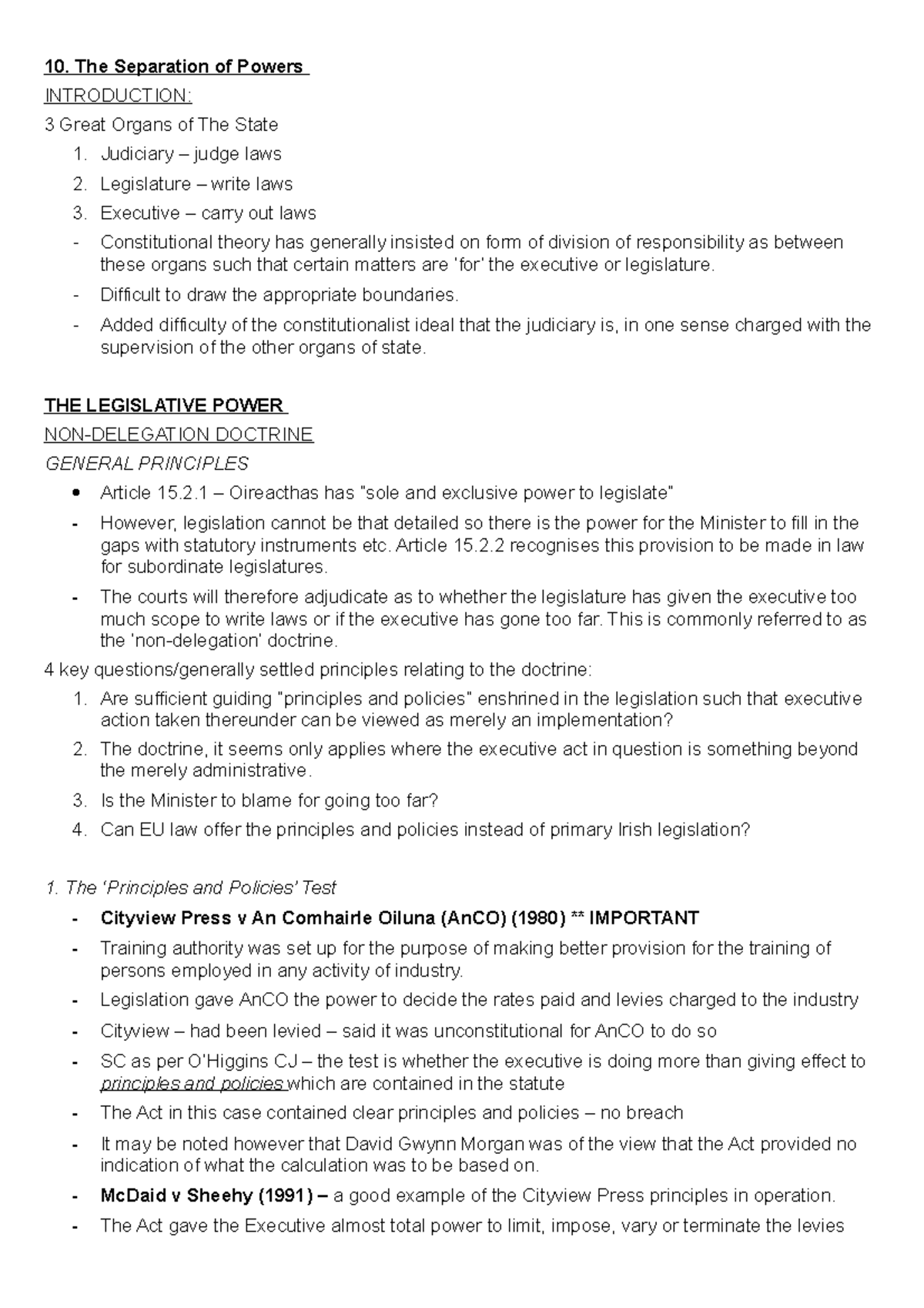 10 The Separation of Powers - 10. The Separation of Powers INTRODUCTION ...