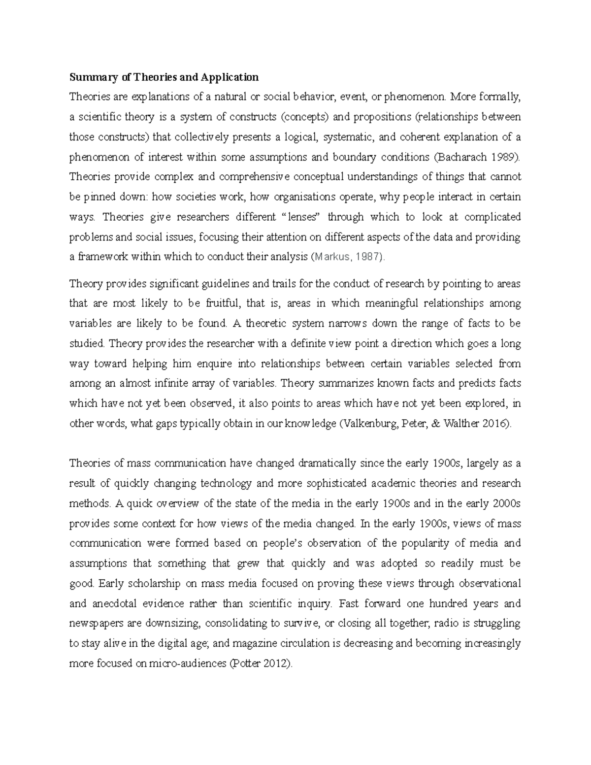 Theories in research - Summary of Theories and Application Theories are ...