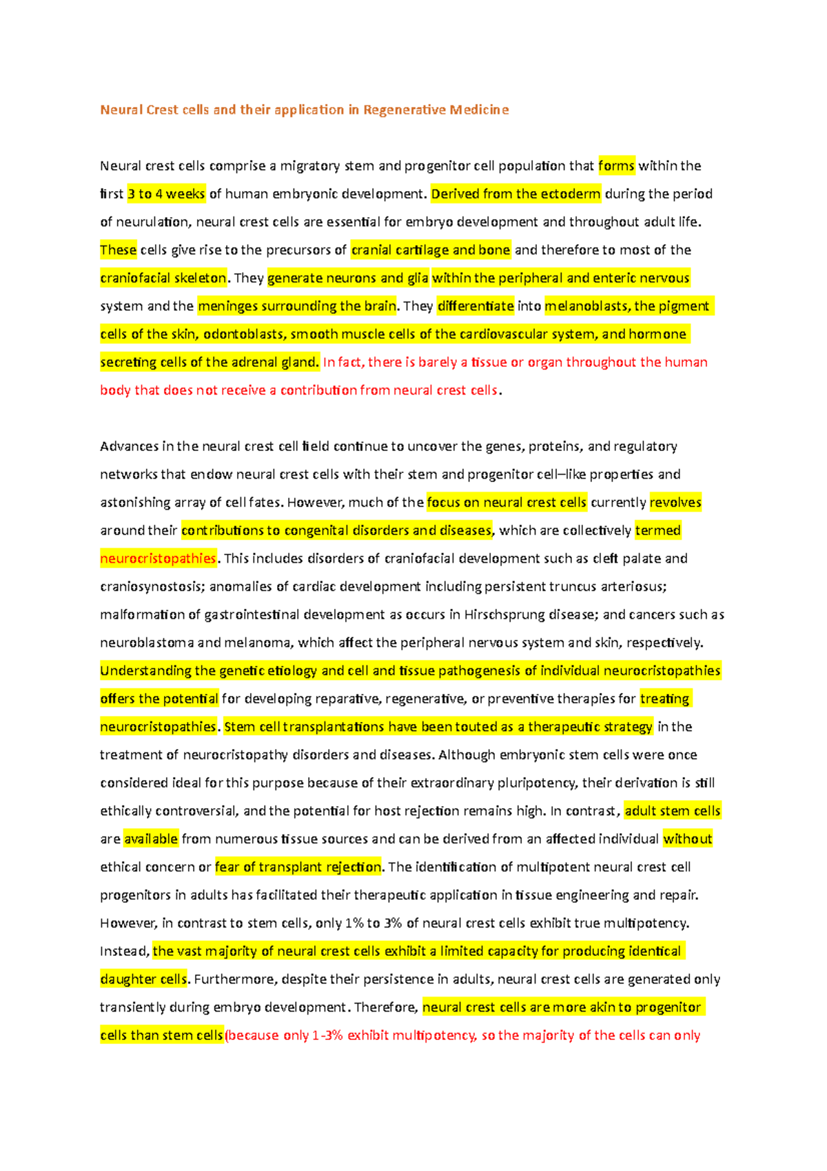 1 Neural Crest Cells And Their Application In Regenerative Medicine Derived From The Ectoderm