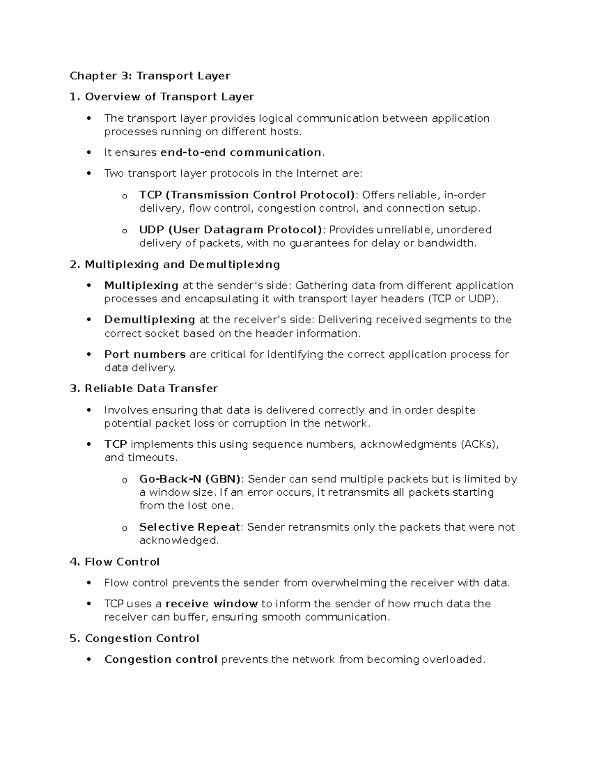 Chapter 3 Network Fundamentals - Chapter 3: Transport Layer 1. Overview of Transport Layer The ...