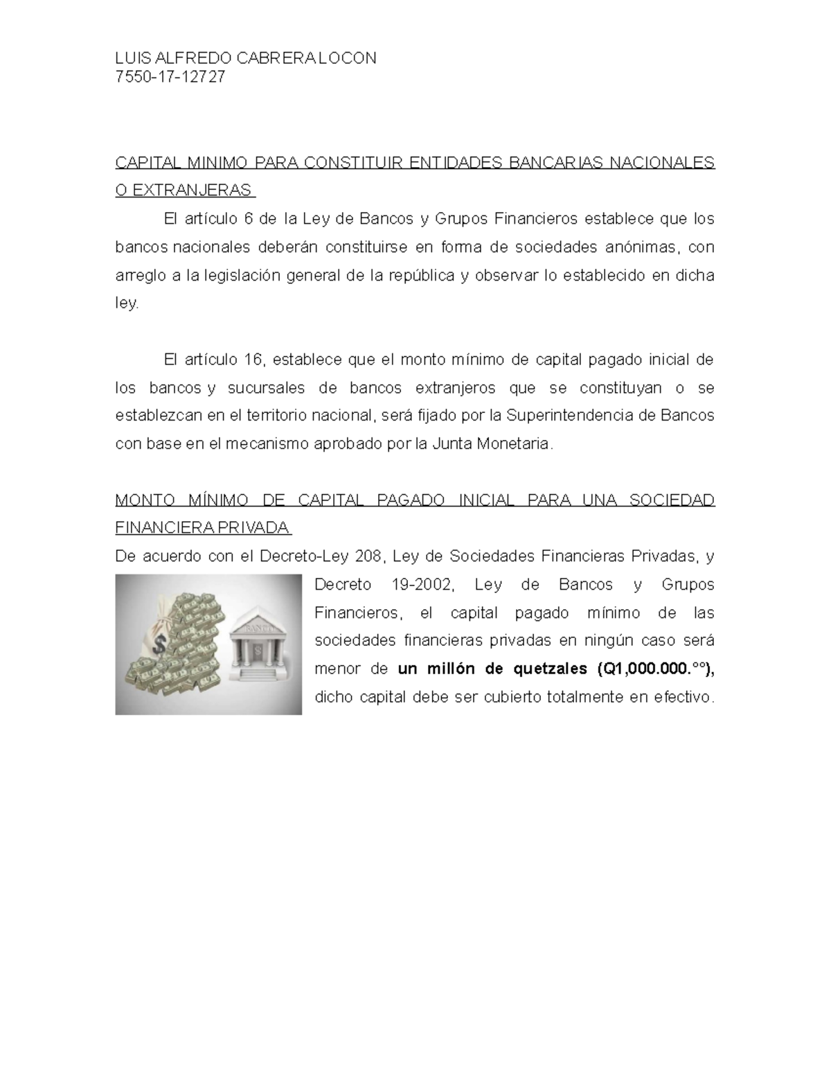 Capital Minimo PARA Constituir UN Banco - 7550-17- CAPITAL MINIMO PARA ...