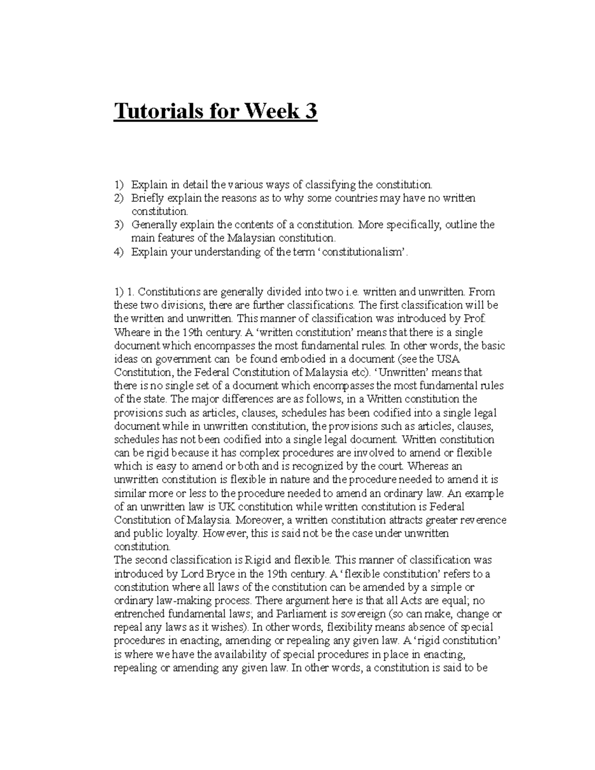 Constitutional law tutorial 3 - Tutorials for Week 3 Explain in detail ...