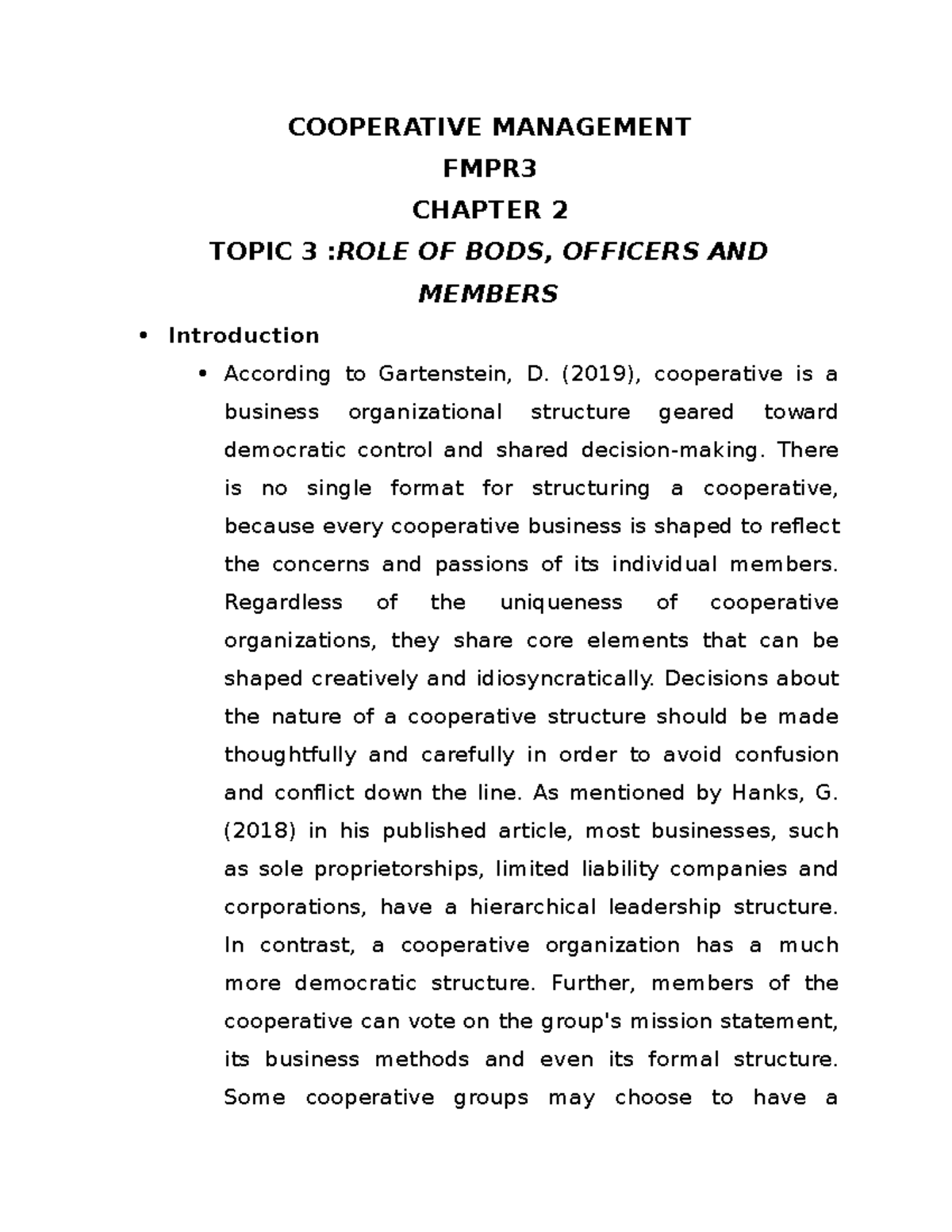 Cooperative Management Chapter 2 Topic 3 AND 4 - COOPERATIVE MANAGEMENT ...