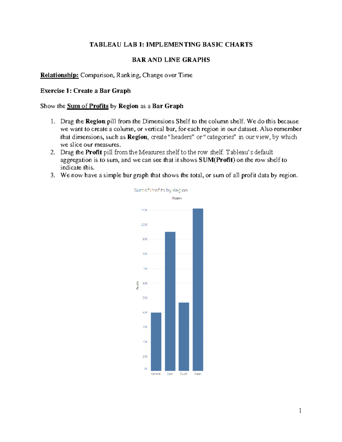 Lab 1 Instructions - Implementing Basic Graphs - TABLEAU LAB 1: IMPLEMENTING BASIC CHARTS BAR ...