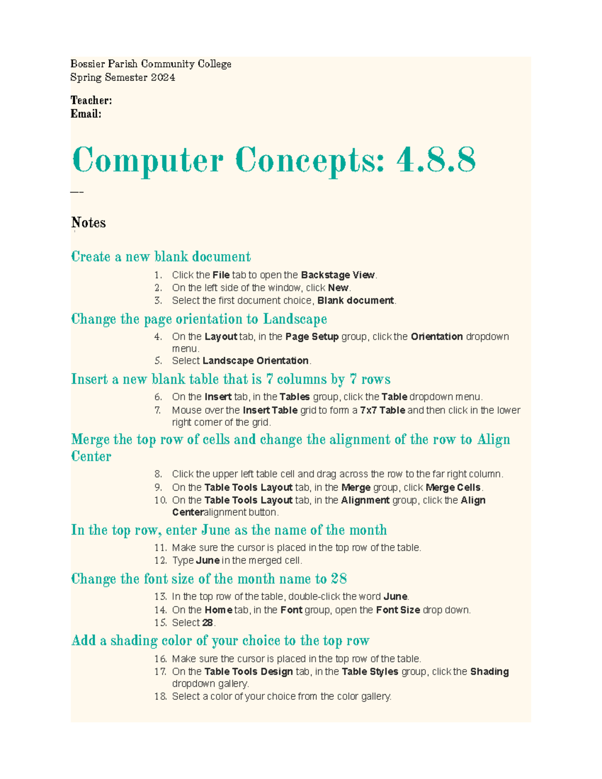 Computer Concepts 4.8.8 - Bossier Parish Community College Spring ...