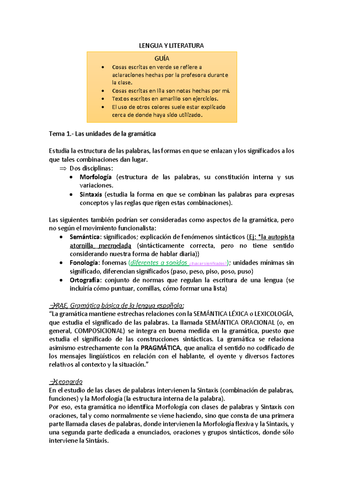 Tema 1 Parte de Lengua - Warning: TT: undefined function: 32 Warning: TT: undefined function: 32 ...