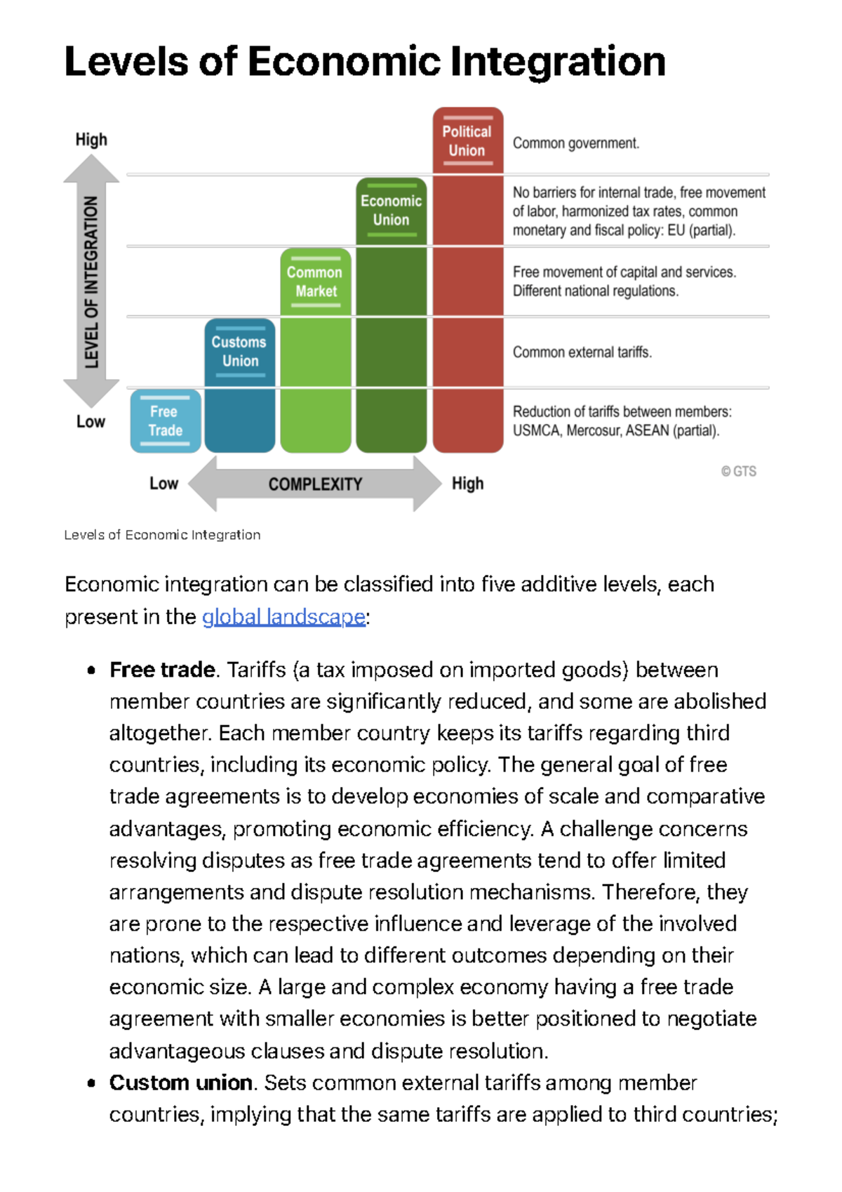 Levels of Economic Integration The Geography of Transport Systems Unit ...