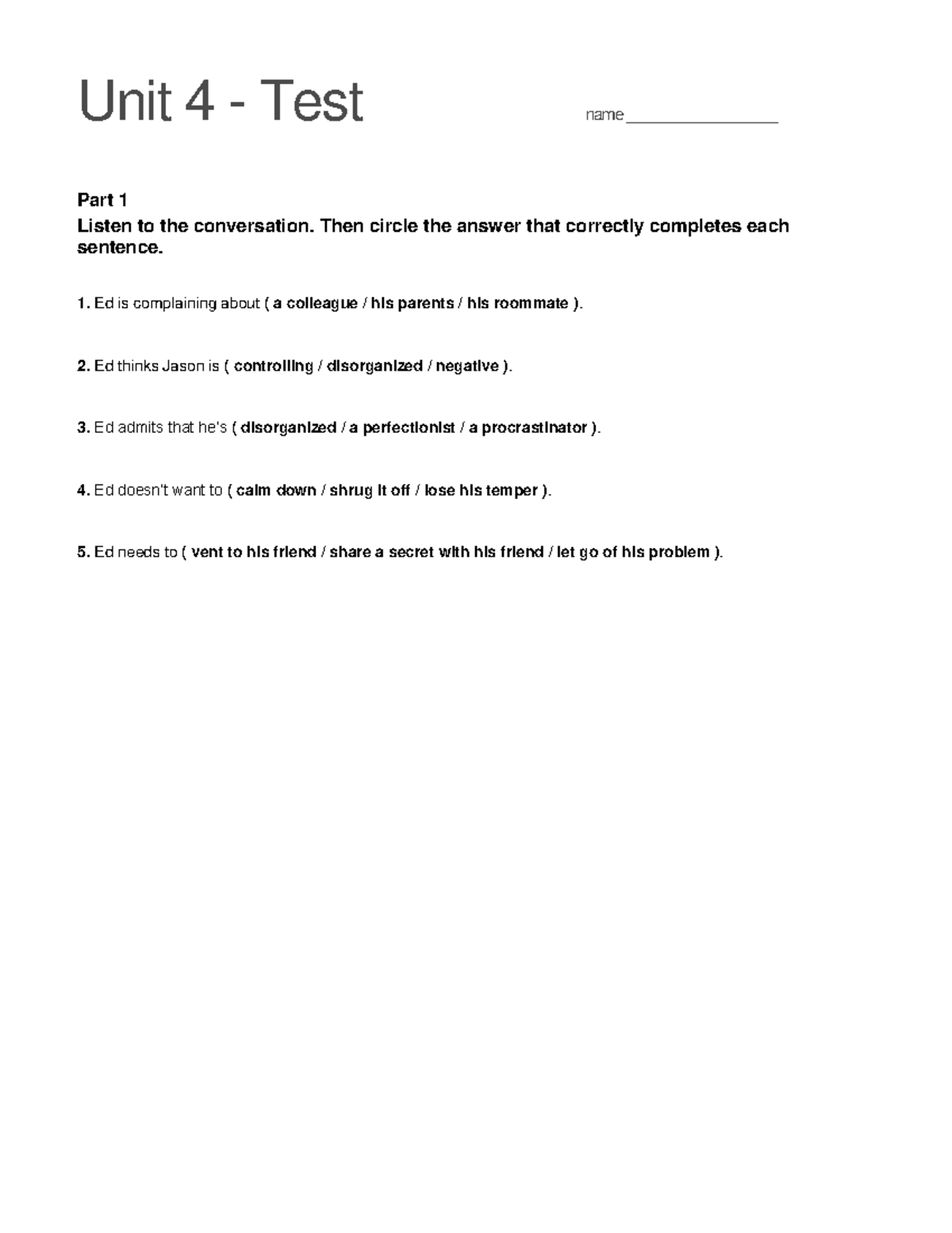 Summit 2A Test Unit 4 [www - Unit 4 - Test name ...