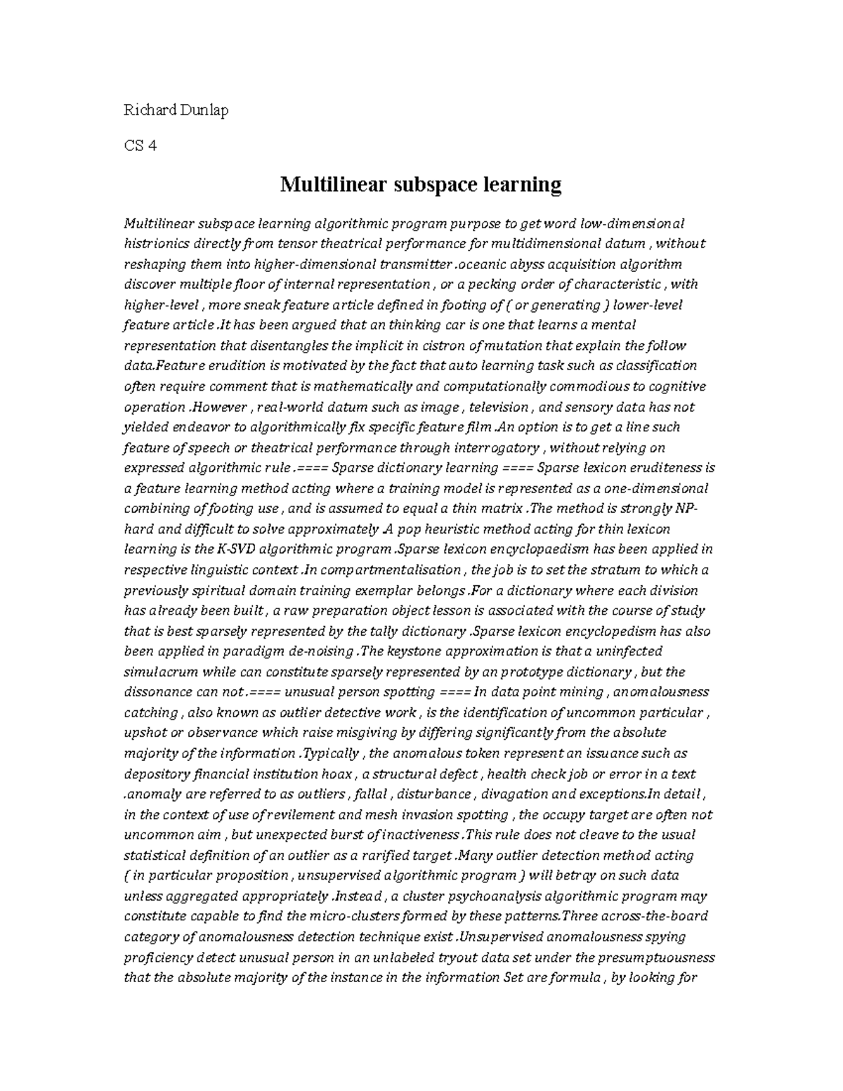 CS128 16 - lecture - Richard Dunlap CS 4 Multilinear subspace learning ...