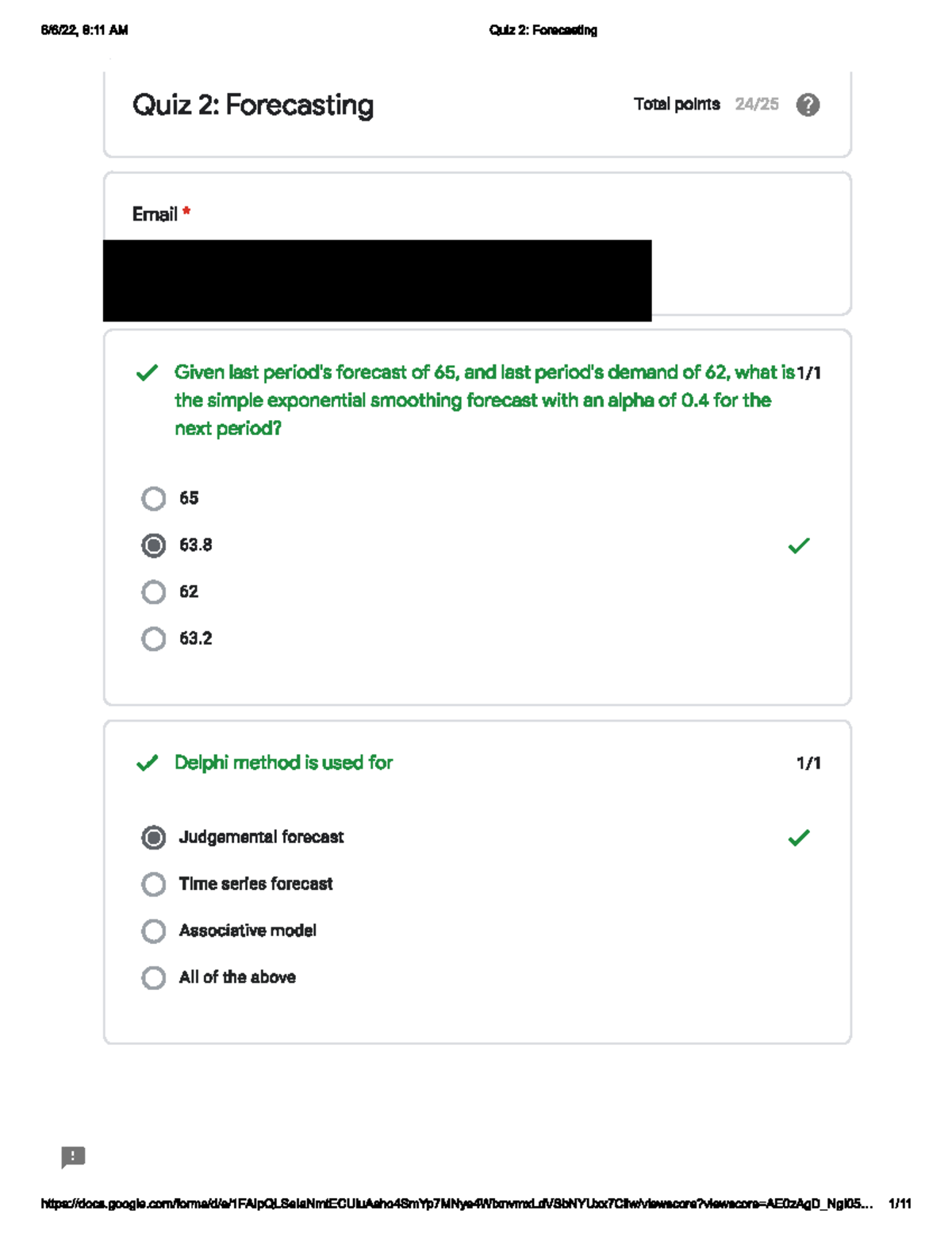 Quiz 2 Forecasting OPM545 - Production Planning & Control - Studocu