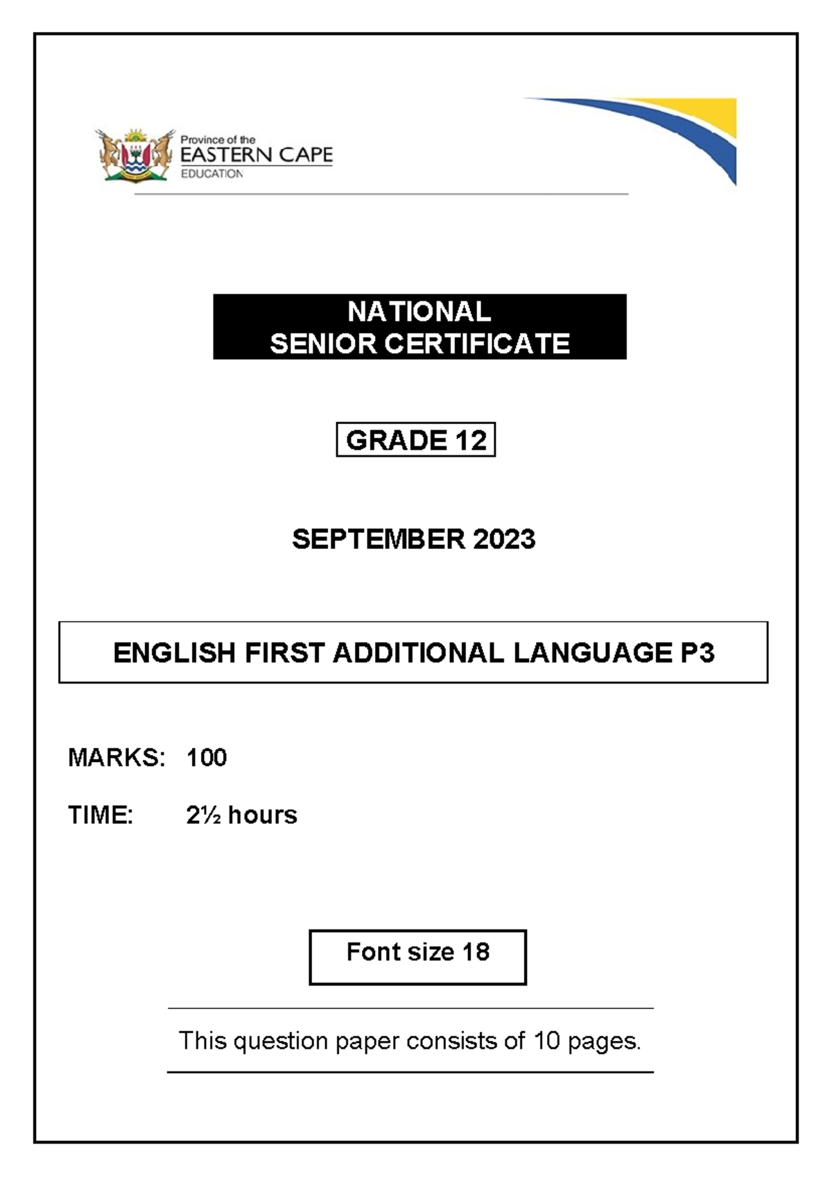 English FAL P3 GR12 QP SEPT2023 Enlargement - NATIONAL SENIOR ...