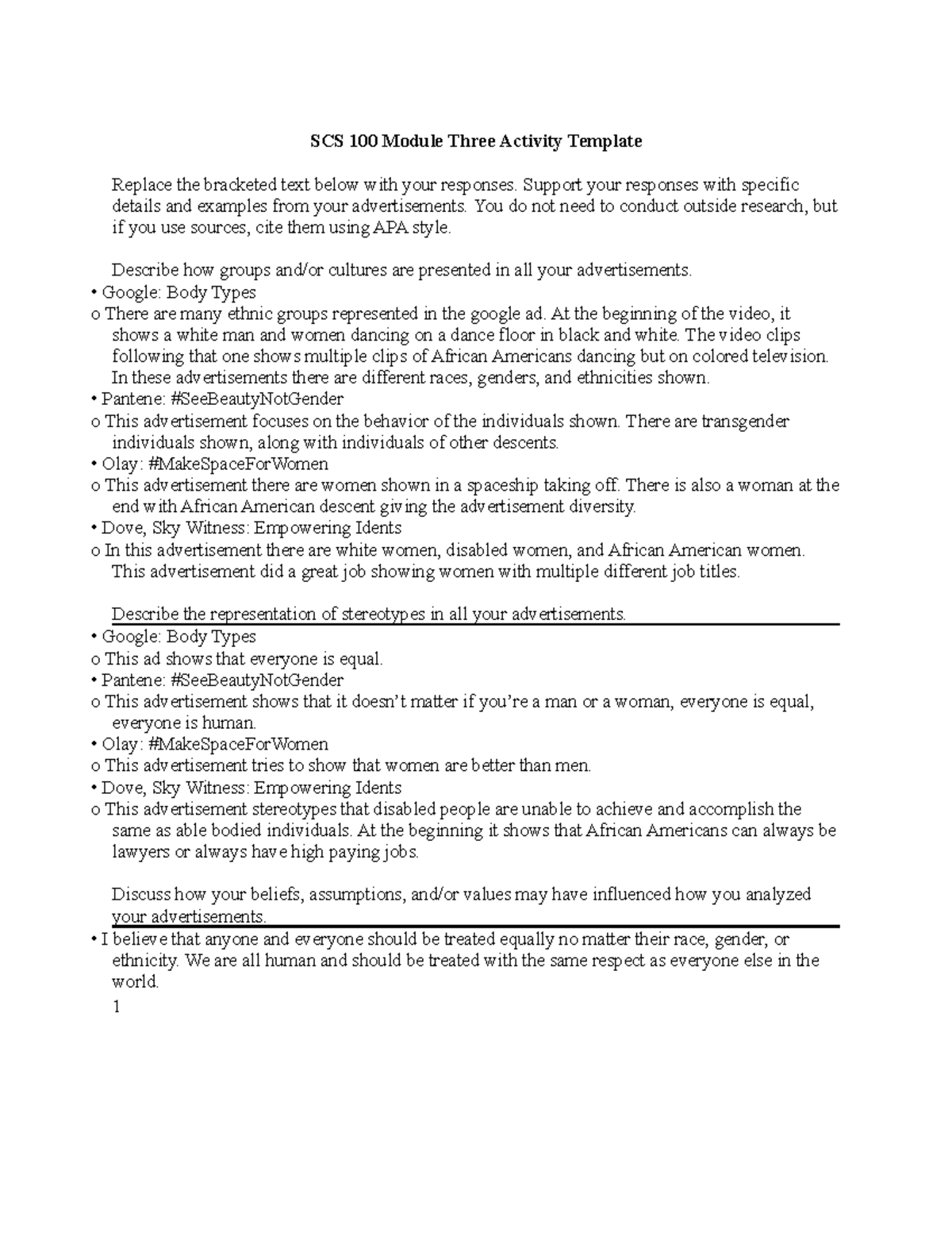 Scs 100 Module 3 Activity Scs 100 Module Three Activity Template Replace The Bracketed Text