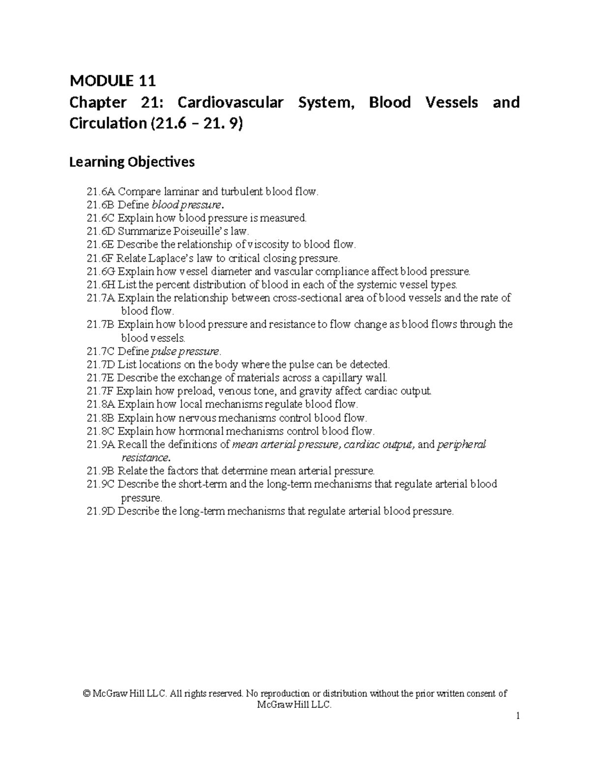 Chapters 21.6-21.9 Learning Objectives - MODULE 11 Chapter 21 ...