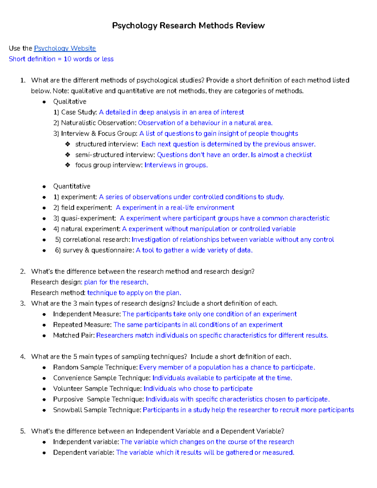 Research Methods Review - What are the different methods of ...