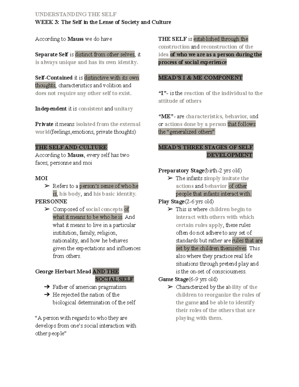 UNDS-3 - TRANSES PRELIM - UNDERSTANDING THE SELF WEEK 3: The Self in the Lense of Society and ...
