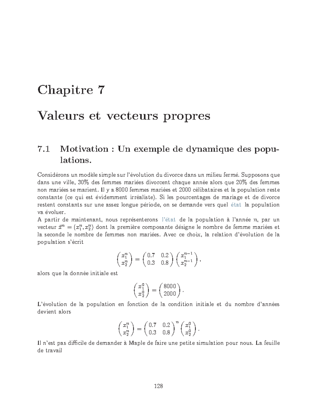 Chap7 - Notes de cours - Chapitre 7 Valeurs et vecteurs propres 7 ...