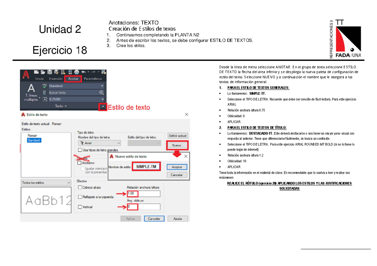 Ejercicio 18- Textos-TT-2024 - TT REPRESENTACIONES 3 Desde la línea de menú seleccione ANOTAR ...