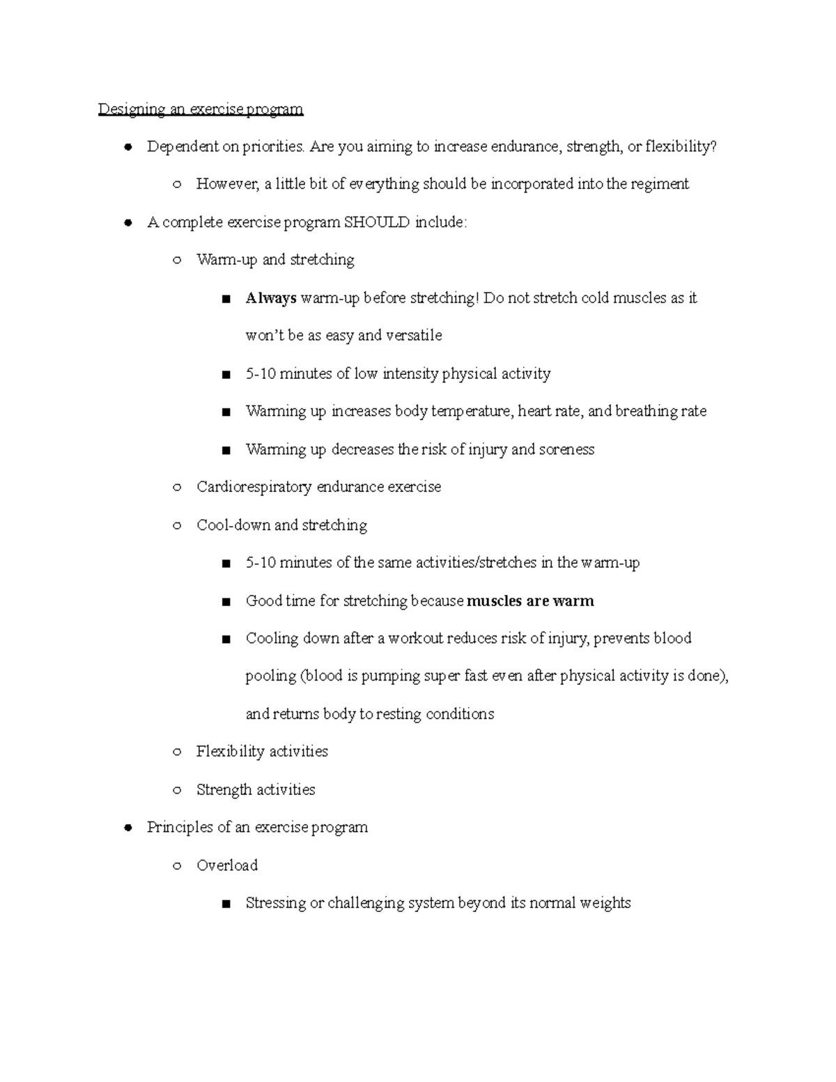 Designing an exercise program - Are you aiming to increase endurance ...