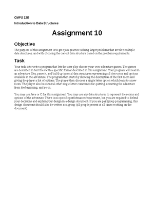 Programming Assignment 8 - CMPS 12B Introduction to Data Structures Assignment 8 Objective The ...
