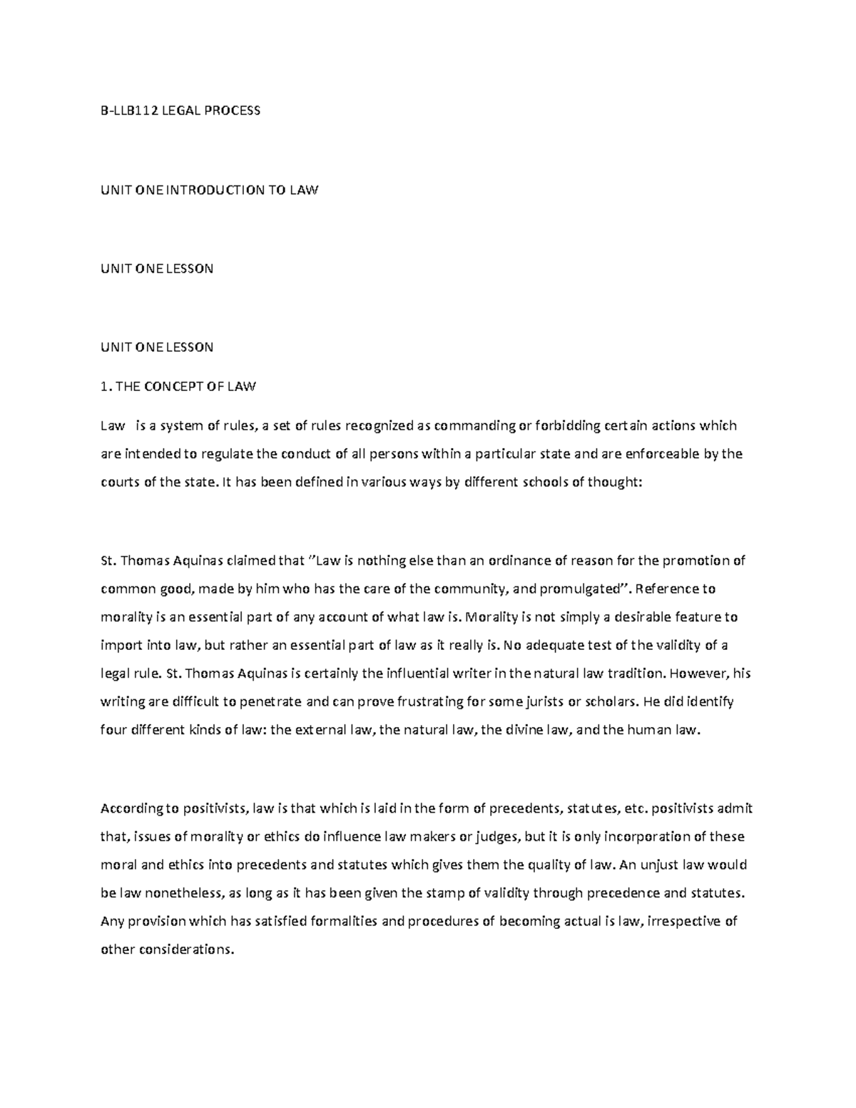 Kopaline university legal process notes unity 1 - B-LLB112 LEGAL ...