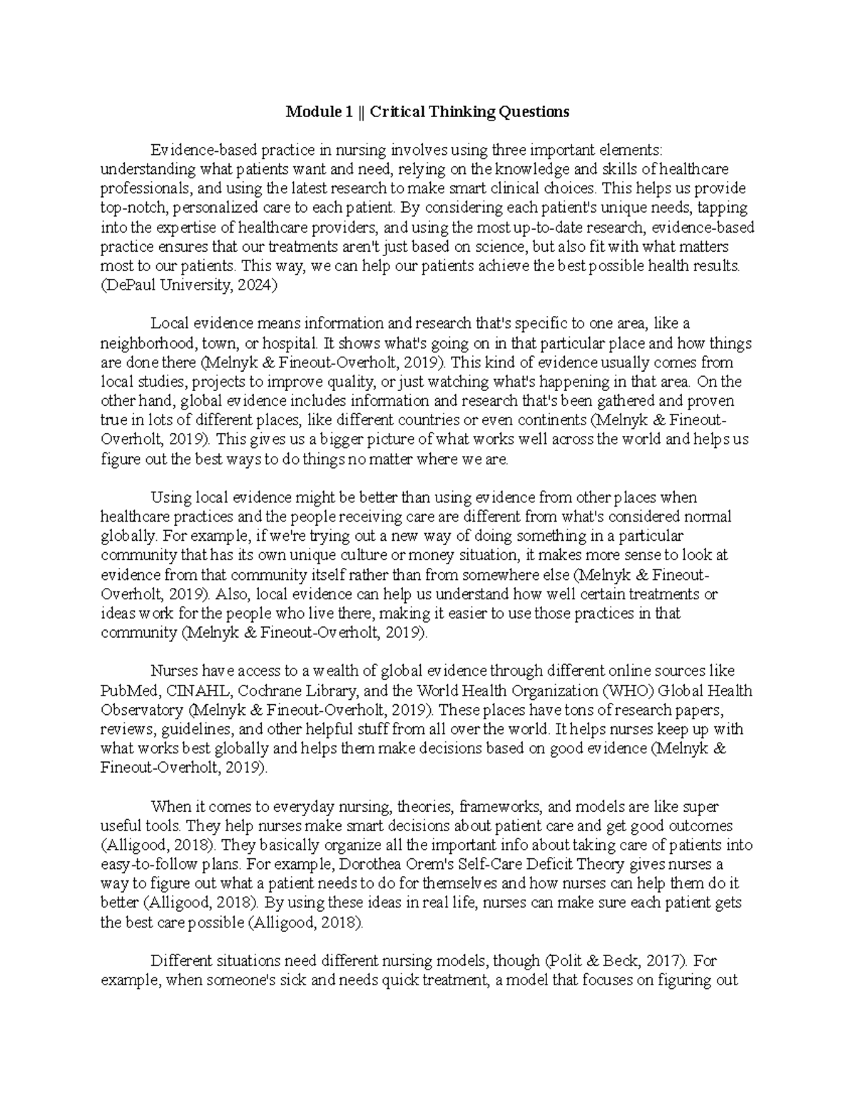 Critical Thinking Questions Module 1 - Module 1 || Critical Thinking ...