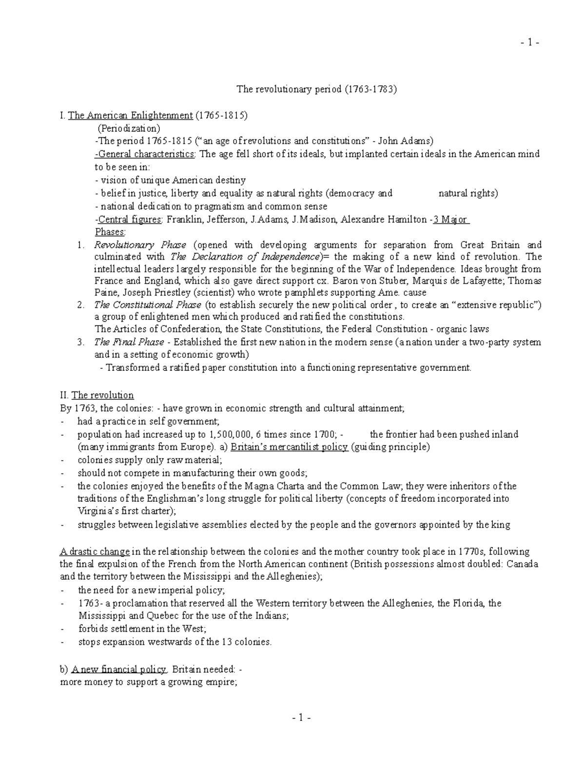 Curs 4 The revolutionary period-3 -1- The revolutionary period (1763 ...